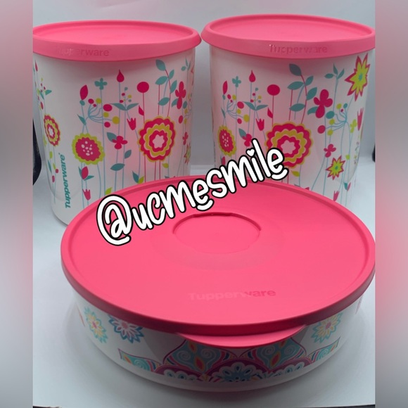 Tupperware | Kitchen | Tupperware Flower Design One Touch Canister Set | Poshmark
